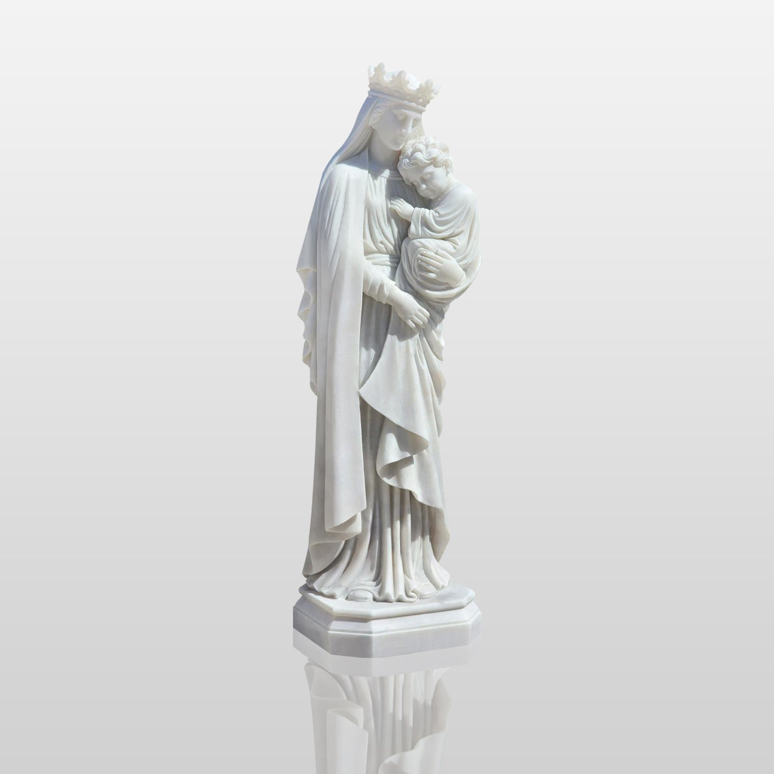 PREMIER Exquisite Marble Statue of Virgin Mary with Jesus Handcrafted ...