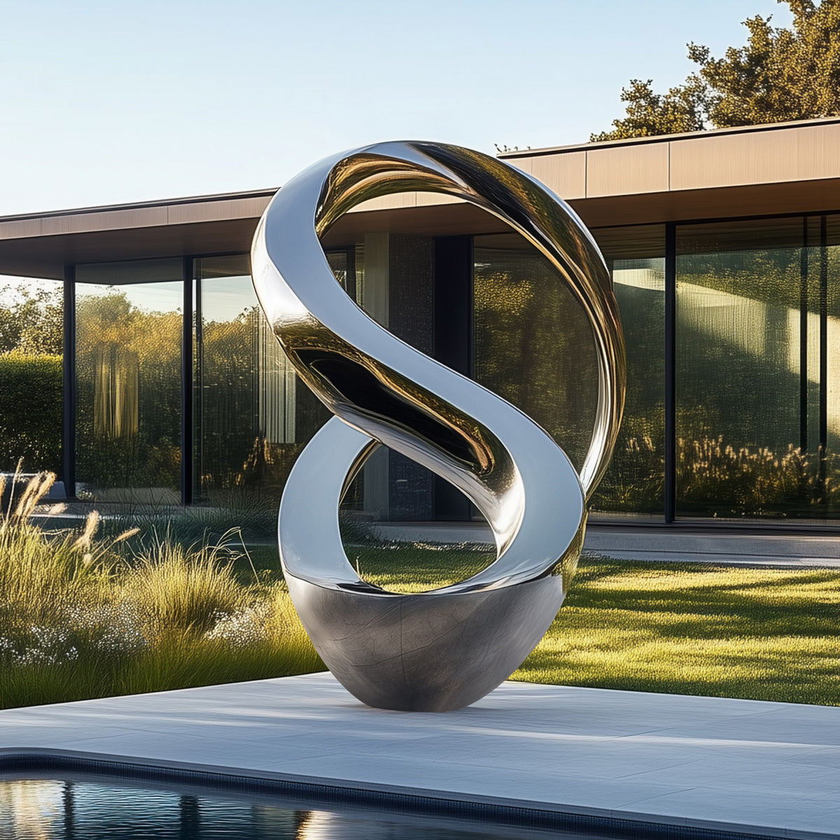 PREMIER Modern Abstract Infinity Sculpture Stainless Steel Garden Scul ...