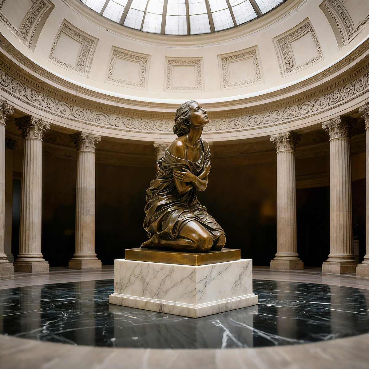 PREMIER Classic Bronze Kneeling Woman Statue for Gardens, Cultural Spa ...