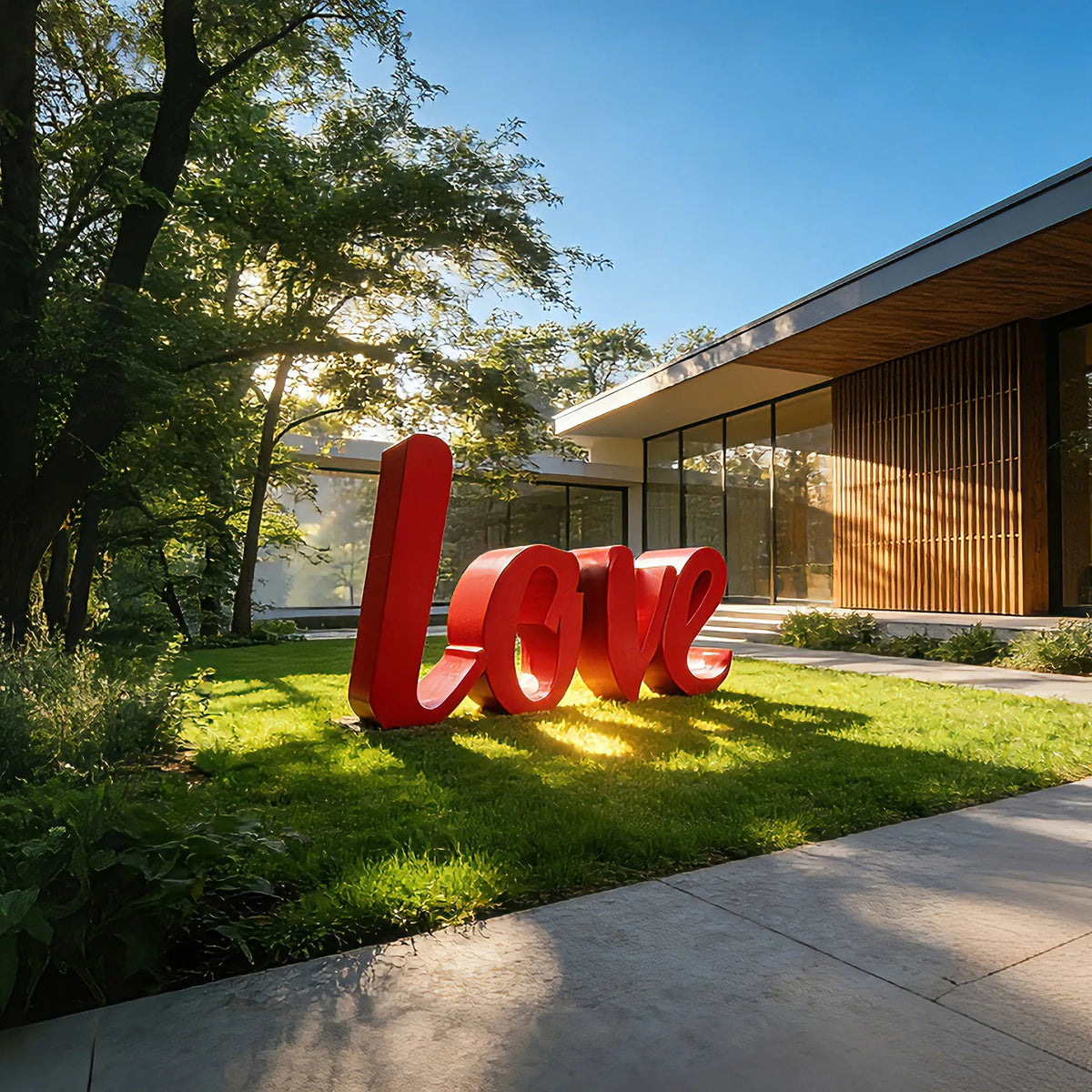 PREMIER Red Love Sculpture in Stainless Steel for Gardens and Modern O ...
