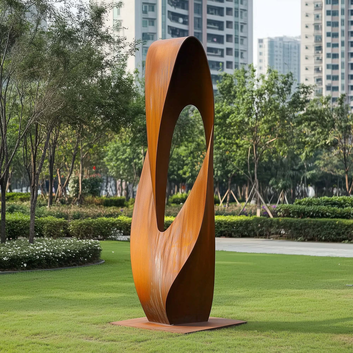 PREMIER Corten Steel Loop Sculpture Modern Abstract Outdoor Art PSSS-0 ...