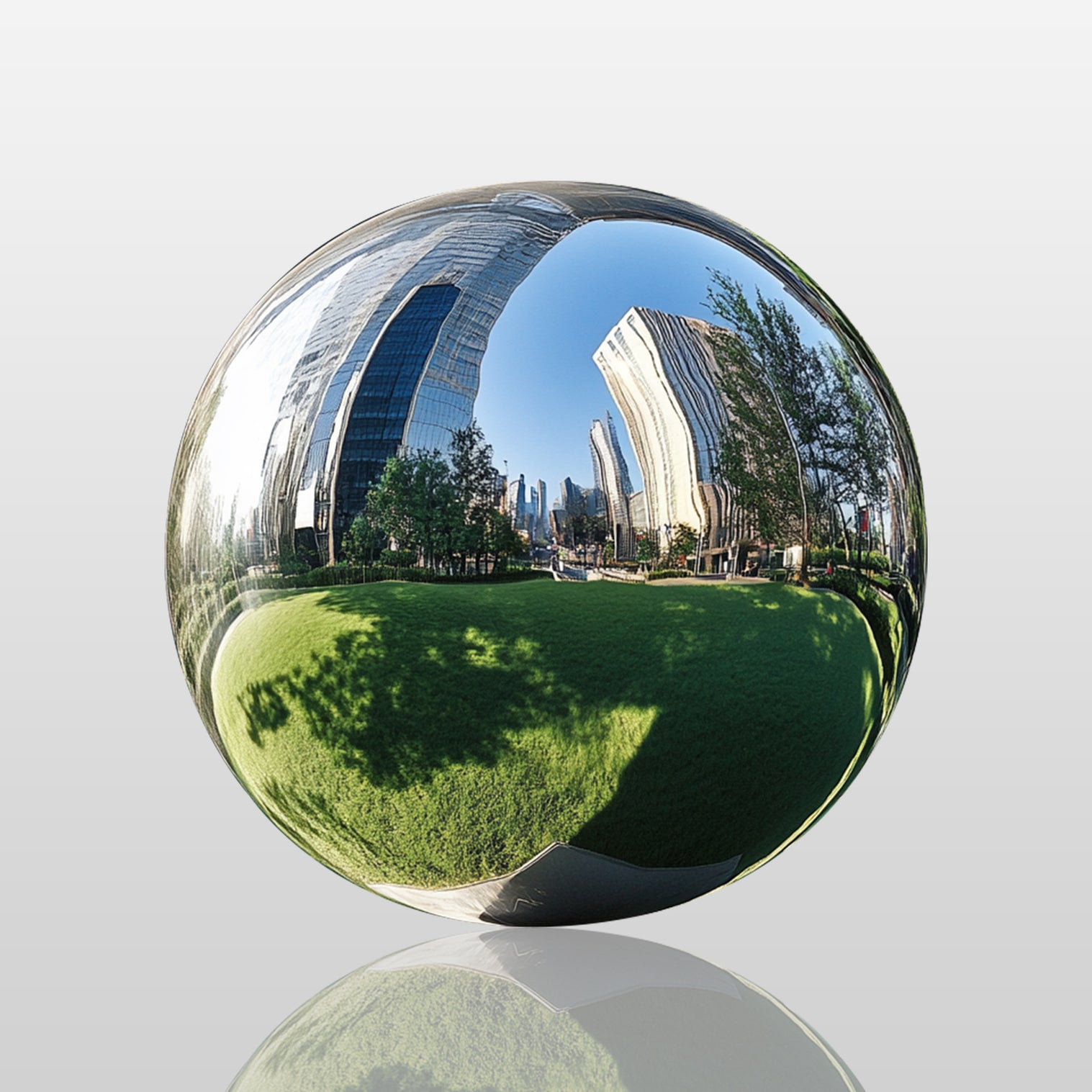 PREMIER Mirror Polished Steel Sphere Modern Outdoor Landmark Sculpture ...