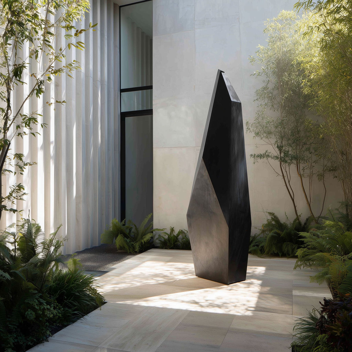 PREMIER Modern Metal Sculpture with Faceted Crystal Form For Courtyard ...